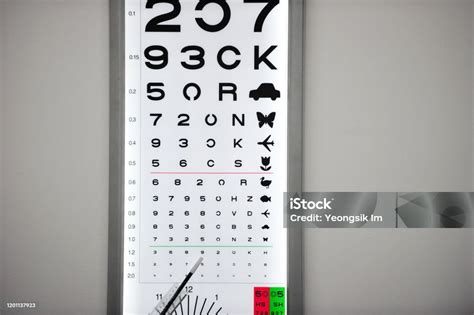 안과 클리닉의 시력 검사 차트 숫자에 대한 스톡 사진 및 기타 이미지 숫자 시력 검사표 가리키기 Istock