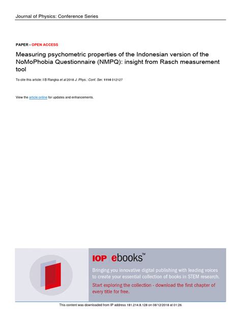 Measuringpsychometricpropertiesoftheindonesia Pdf Psychometrics