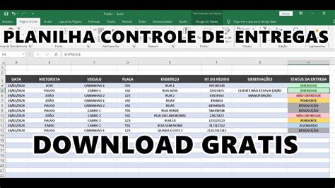 Como Criar Planilha De Controle De Entregas No Excel Simples E Rapido