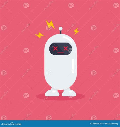 crash broken error mini robot with spark stock illustration