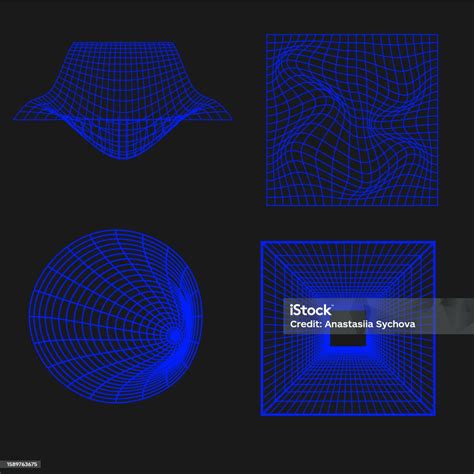 네온 블루 기하학 와이어프레임 그리드 배경의 집합 흰색 검정 배경 0명에 대한 스톡 벡터 아트 및 기타 이미지 0명 1970 1979 년 3차원 형태 Istock