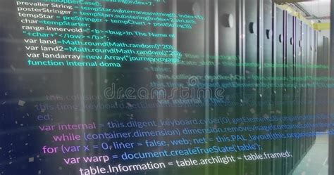 Image Of Computer Code And Mathematical Formulas Over Server Racks In