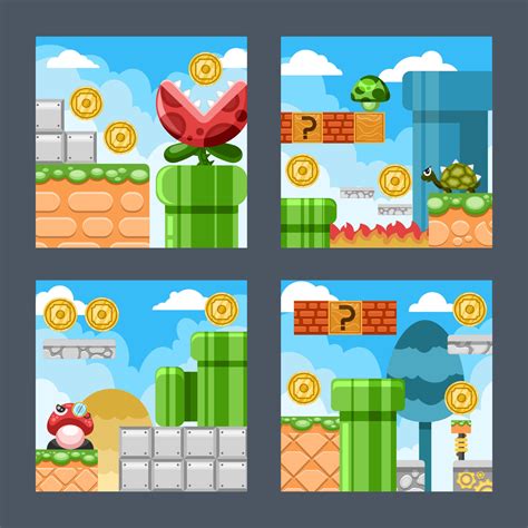 Side Scroll Game Scene Background Social Media Post Set 23608627 Vector Art At Vecteezy