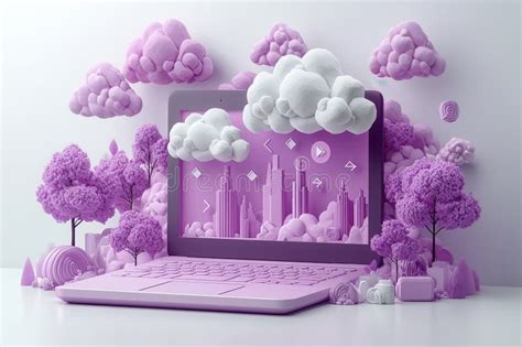 Digital Cloud Computing Concept With Glowing Technology Design On
