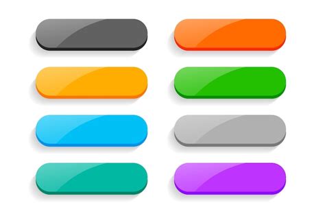 free vector 3d style empty rectangular web app button in set