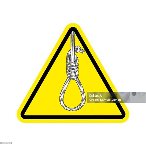 주의 린치 노란 삼각형에 루프 사형 집행입니다 위험 교수형의도 표지판 느낌표에 대한 스톡 벡터 아트 및 기타 이미지 느낌표 목 밧줄 Istock