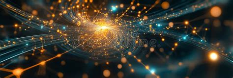 Abstract Network With Glowing Lines And Nodes Connecting In A Complex Web Like Structure Stock