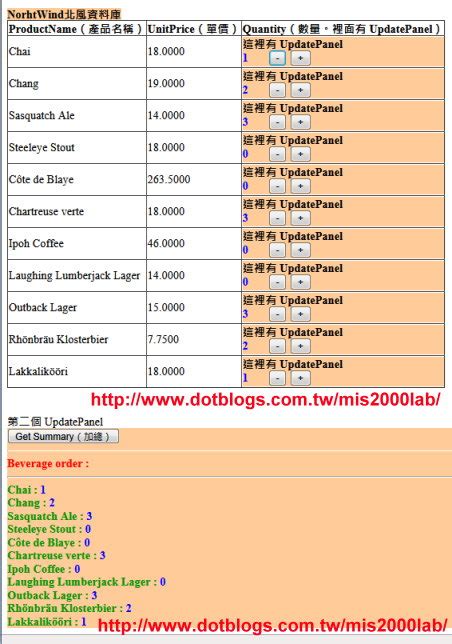 補充 上集 Ch 19 12AJAX在ListView GridView的樣版裡面放置 UpdatePanel ASP