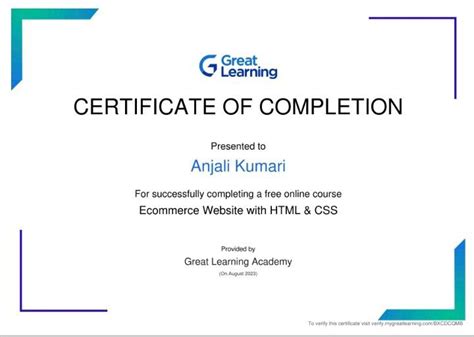 Anjali Kumari On Linkedin Greatlearningacademy Greatlearning Glacertificate