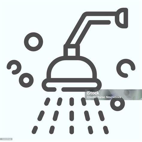 샤워 라인 아이콘입니다 욕실 샤워 벡터 그림 에 고립 된 흰색입니다 샤워 스프레이 개요 스타일 디자인 웹 및 응용 프로그램을