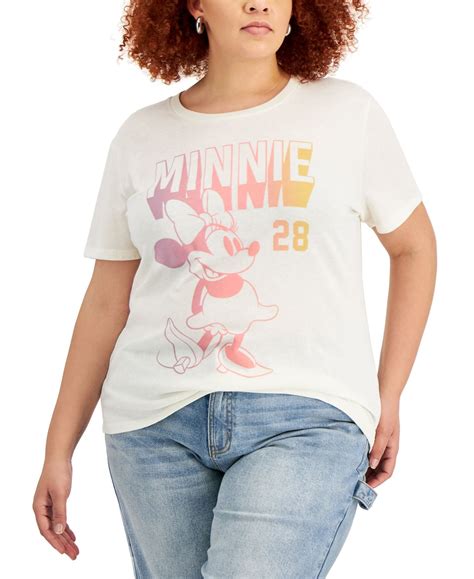 Disney Womens Trendy Plus Size Minnie Mouse Graphic T Shirts Ivory 3x