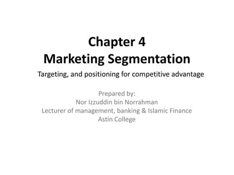 Marketing Segmentation Chapter 4 Pptx