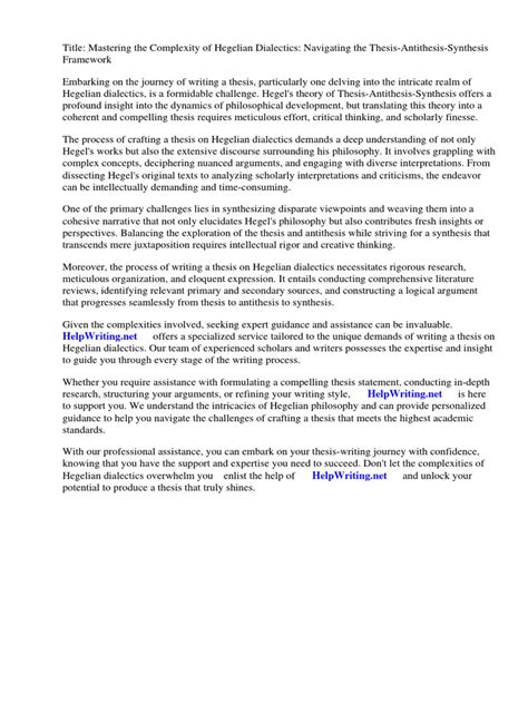 Hegel Thesis Antithesis Synthesis Pdf