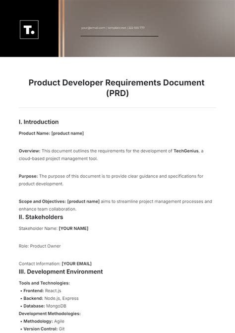 Free Product Requirements Document Templates To Edit Online And Print