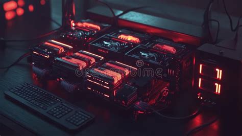 The Power Of Red A Glimpse Into A High Performance Computing System Stock Illustration