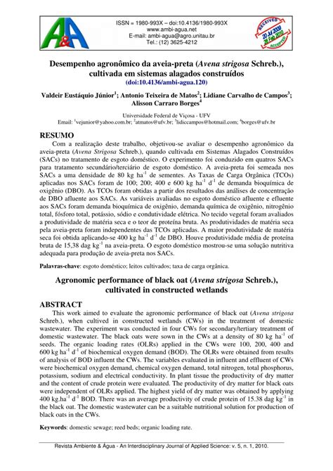 Pdf Agronomic Performance Of Black Oat Avena Strigosa Schreb