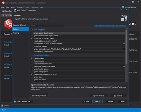 compare two tables data for differences in oracle devart