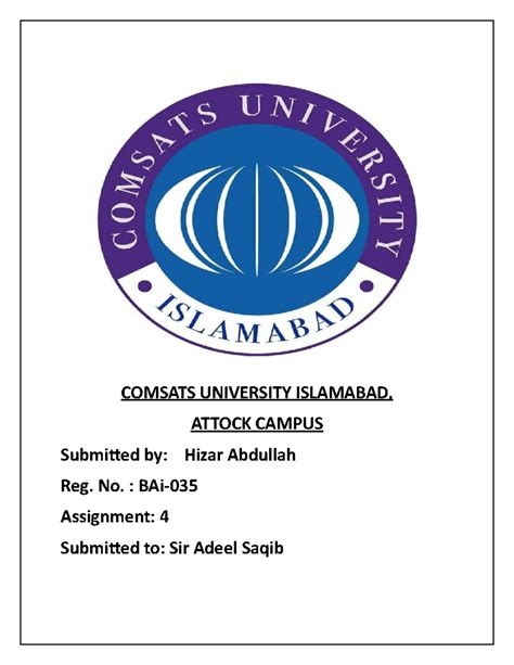 Itm Assignment 4 Comsats University Islamabad Attock Campus