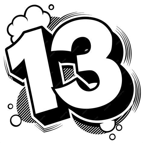 A Black And White Picture Of A Number 13 Is Drawn In A Black And White Background Premium Ai