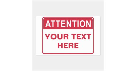 Attention Sign Template Rectangular Sticker Zazzle