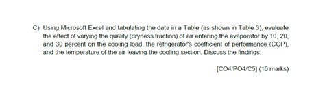 Solved C Using Microsoft Excel And Tabulating The Data In A