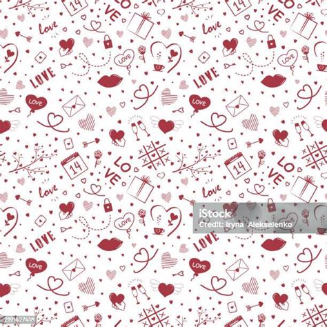 발렌타인 데이 요소 완벽 한 패턴입니다 해피 발렌타인 데이 프린트 낙서 드로잉에 대한 스톡 벡터 아트 및 기타 이미지 낙서 드로잉 입술 겨울 Istock