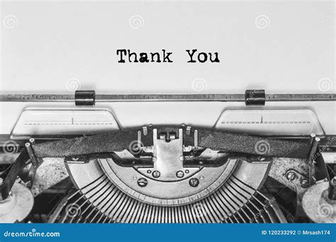 Thank You The Text Is Typed On A Vintage Typewriter Stock Photo