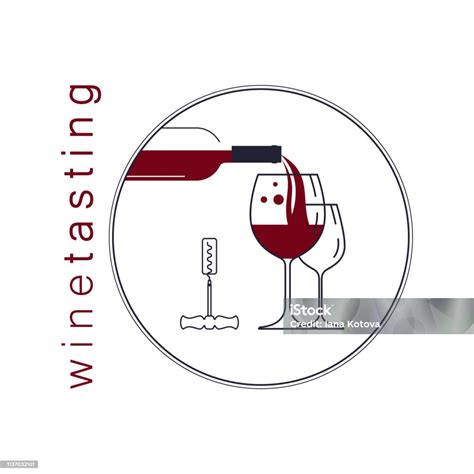 와인 시음 아이콘입니다 와인 잔 병 및 코르크와 그림 메뉴 와인 리스트 레스토랑 와이너리 가 게에 대 한 디자인 요소입니다 라벨
