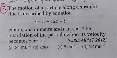 The Motion Of A Particle Is Described By The Equation