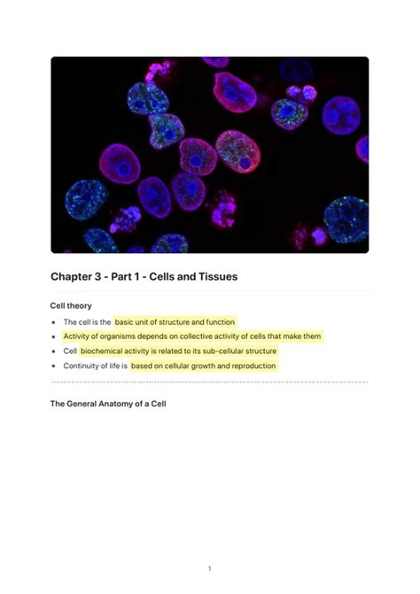 Chapter 3 Cells And Tissues Part 1 0500150 0500150 Stuvia US