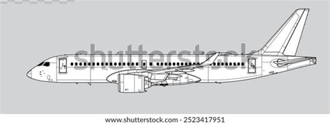 Bombardier Cs300 Airbus 220 Vector Drawing Stock Vector Royalty Free