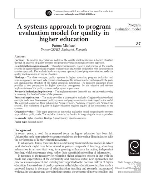 Program Evaluation Higher Education Programming Approach Analysis