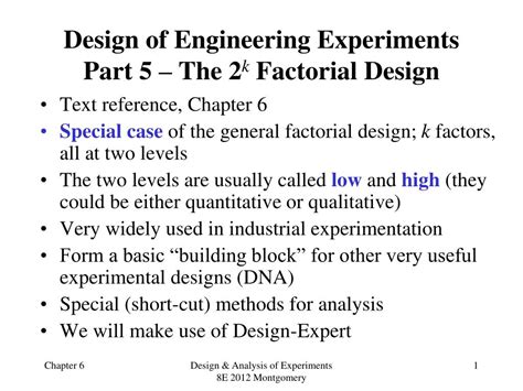 Ppt Design Of Engineering Experiments Part 5 The 2 K Factorial
