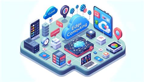 3d Flat Vector As Cloud Computing And Edge Computing Integration With Network And Device Icons