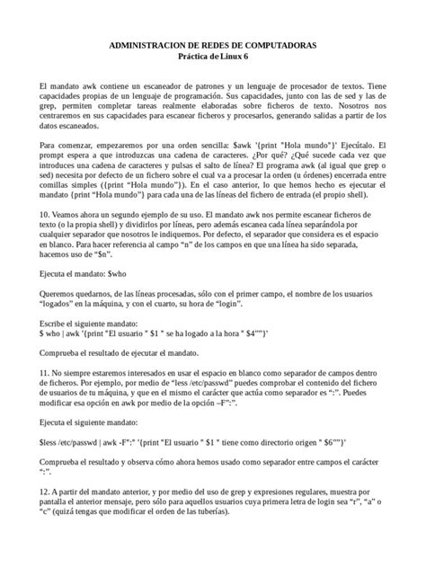 Practica Awk Pdf Archivo De Computadora Arquitectura De Computadores