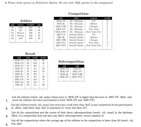 Solved Please Write Queries In Relational Algebra Do Not