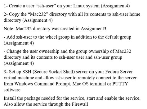 Solved 1 Create A User “ssh User” On Your Linux System