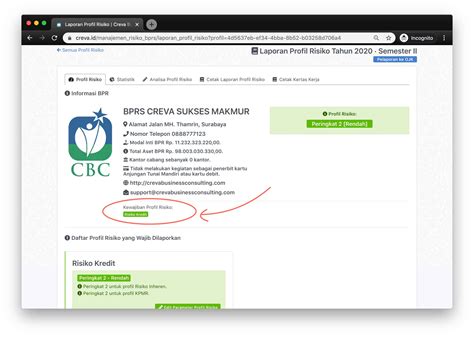 Mengisi Profil Risiko Dokumentasi Aplikasi Creva Business Consulting