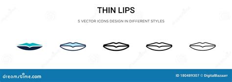 Thin Lips Icon In Filled Thin Line Outline And Stroke Style Vector