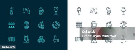 세트 라인 맥주 잔 Lederhosen 맥주 병과 나무 통 나무 그리고 아이콘 벡터 0명에 대한 스톡 벡터 아트 및 기타 이미지 Istock