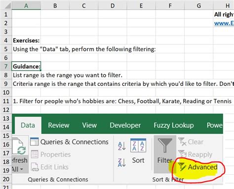 Advanced Filter Excel Practice Online
