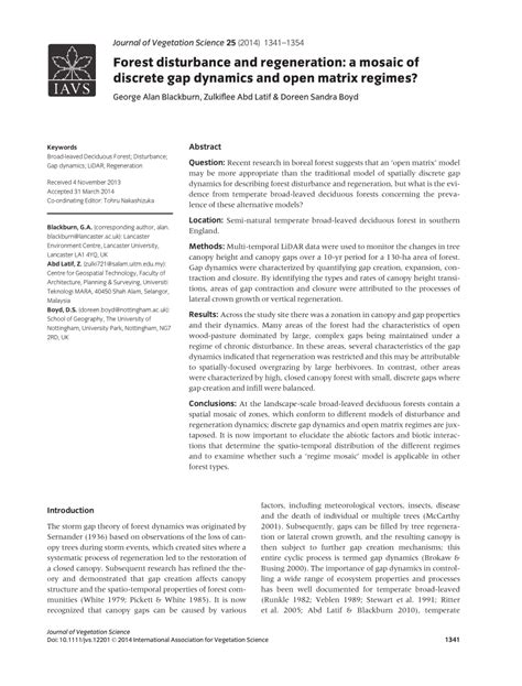 Pdf Forest Disturbance And Regeneration A Mosaic Of Discrete Gap Dynamics And Open Matrix