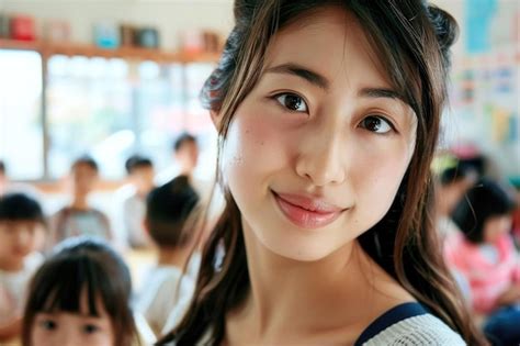 Premium Photo A Young Japanese Female Teacher