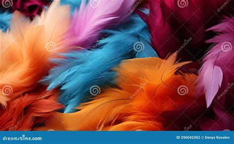 Close Up Of Light Fuchsia Azure Apricot Luxurious Feather Background