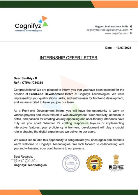 Santhiya R On Linkedin Cognifyz Cognifyzintern Internship Frontend Cognifyztech