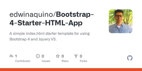 Github Edwinaquinobootstrap 4 Starter Html App A Simple Indexhtml Starter Template For