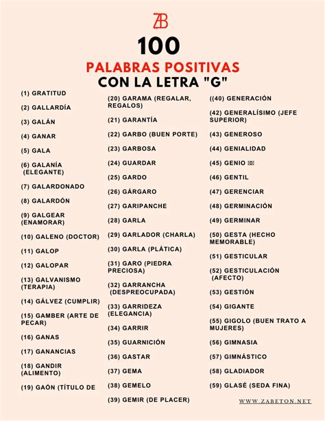 Lista Pdf De 100 Palabras Positivas Con G Palabras Positivas