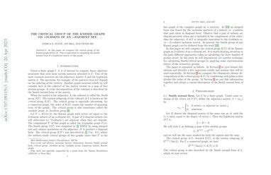 The Critical Group Of The Kneser Graph On 2 Subsets Of An N Element