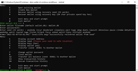 command line interface wallet dero documentation