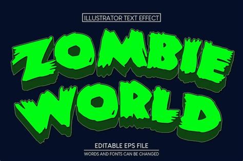 Premium Vector Zombie World Text Effect Editable Text Effect